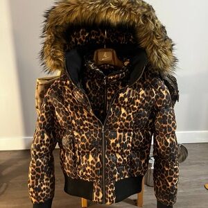 Guess | Jackets & Coats | Guess Animal Print Jacket With Fur Hood ...
